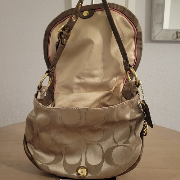 Coach | Bags | Coach Ali Signature Sateen Flap Hobo Bag | Poshmark